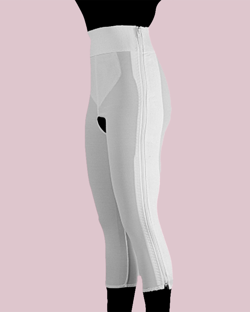 Compression Girdle Below Knee - Hook and Eye with Zipper, White (#2014 ...