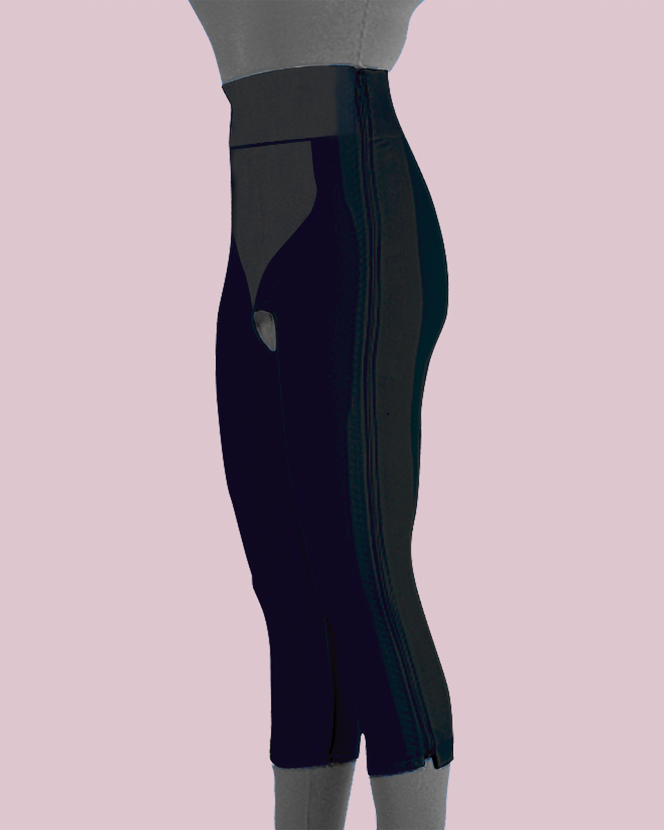 Compression Girdle Below Knee - Contact Closure with Zipper, Black (#2 ...